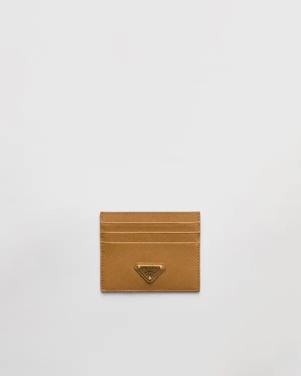 Prada Saffiano Leather Card Holder - Caramel