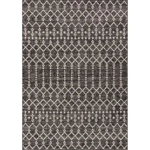 JONATHAN Y Ourika Moroccan Geometric Textured Weave Indoor/outdoor Area Rug - Black/gray