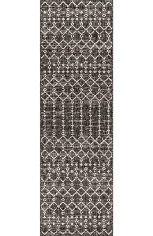JONATHAN Y Ourika Moroccan Geometric Textured Weave Indoor/outdoor Area Rug - Black/gray