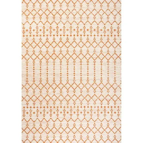 JONATHAN Y Ourika Moroccan Geometric Textured Weave Indoor/outdoor Area Rug - Cream/orange