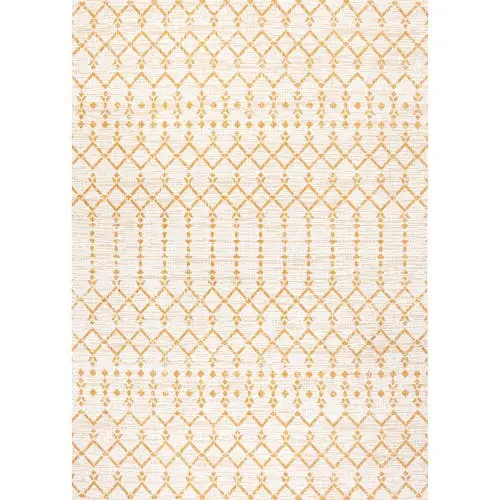 JONATHAN Y Ourika Moroccan Geometric Textured Weave Indoor/outdoor Area Rug - Cream/yellow