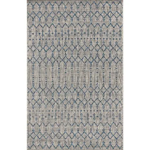 JONATHAN Y Ourika Moroccan Geometric Textured Weave Indoor/outdoor Area Rug - Light Gray/navy