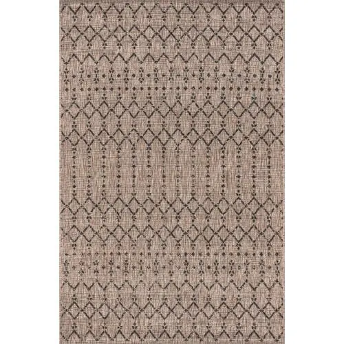 JONATHAN Y Ourika Moroccan Geometric Textured Weave Indoor/outdoor Area Rug - Natural/black