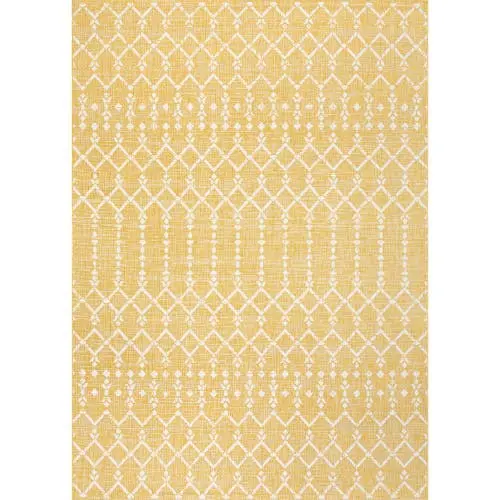 JONATHAN Y Ourika Moroccan Geometric Textured Weave Indoor/outdoor Area Rug - Yellow/cream