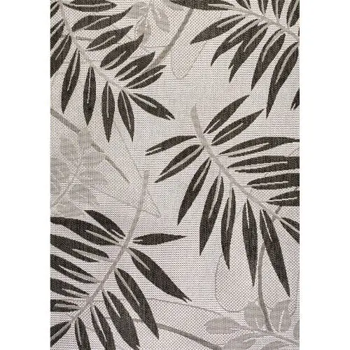 JONATHAN Y Havana Tropical Palm Leaf Indoor/outdoor Area Rug - Gray/black