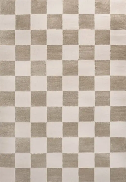 JONATHAN Y Thea Modern Geometric Checkerboard High-low Area Rug - Beige/cream