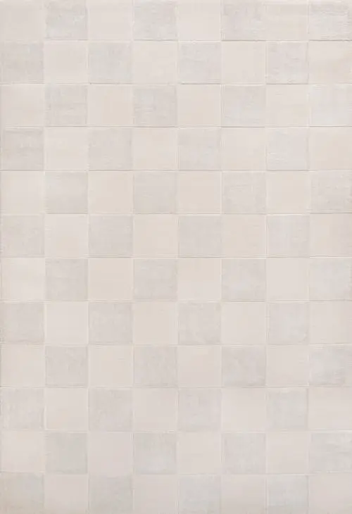 JONATHAN Y Thea Modern Geometric Checkerboard High-low Area Rug - White/cream