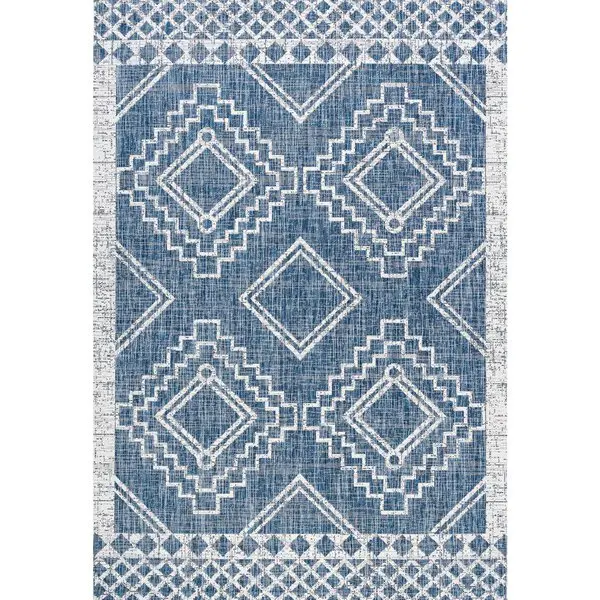 JONATHAN Y Marokko Diamond Medallion Indoor/outdoor Area Rug - Blue/ivory
