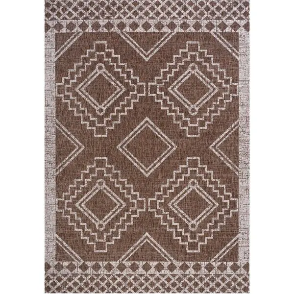 JONATHAN Y Marokko Diamond Medallion Indoor/outdoor Area Rug - Brown/beige