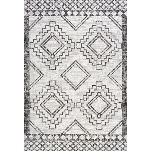 JONATHAN Y Marokko Diamond Medallion Indoor/outdoor Area Rug - Ivory/black