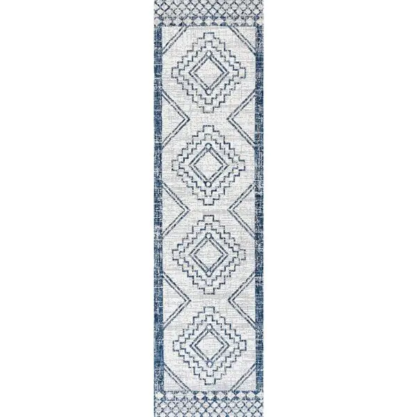JONATHAN Y Marokko Diamond Medallion Indoor/outdoor Area Rug - Ivory/blue
