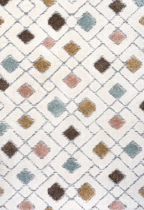 JONATHAN Y Astrid Retro Trellis High-low Area Rug - Multi/cream