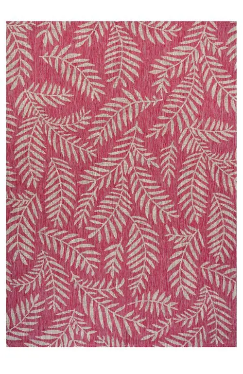 JONATHAN Y Nevis Palm Frond Indoor/outdoor Area Rug - Fuchsia/light Gray