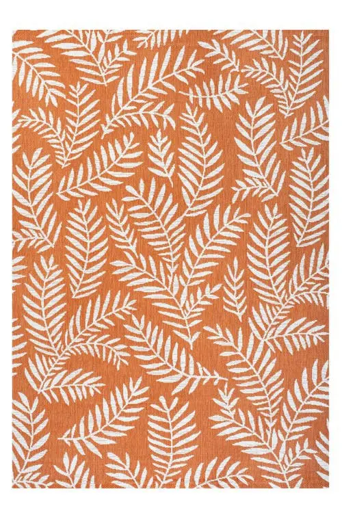 JONATHAN Y Nevis Palm Frond Indoor/outdoor Area Rug - Orange/cream