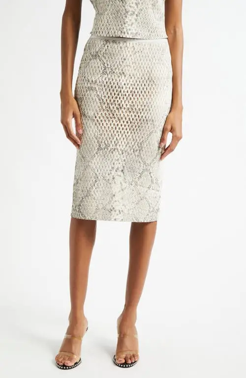 Alexander Wang Snake Embossed Mesh Leather Midi Skirt
