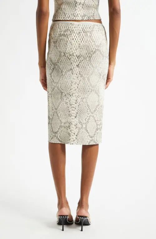 Alexander Wang Snake Embossed Mesh Leather Midi Skirt
