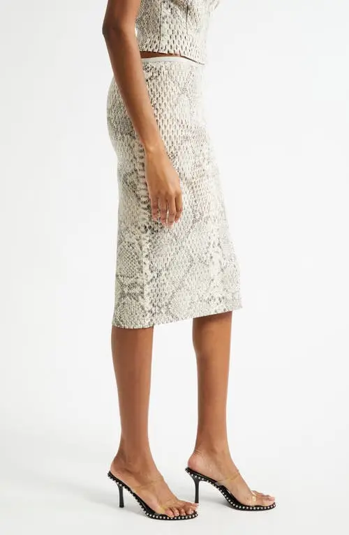 Alexander Wang Snake Embossed Mesh Leather Midi Skirt