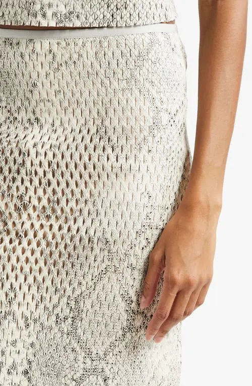 Alexander Wang Snake Embossed Mesh Leather Midi Skirt