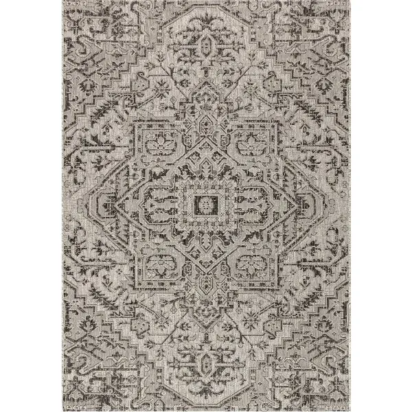 JONATHAN Y Estrella Bohemian Medallion Textured Weave Indoor/outdoor Area Rug - Black/gray
