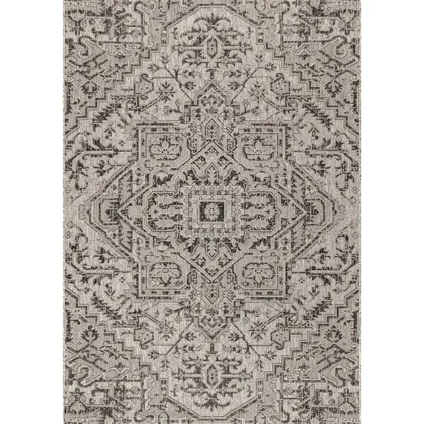JONATHAN Y Estrella Bohemian Medallion Textured Weave Indoor/outdoor Area Rug - Black/gray