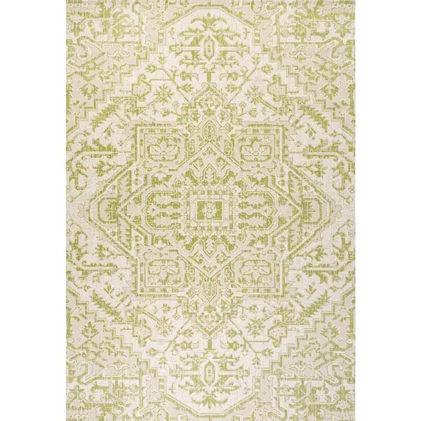JONATHAN Y Estrella Bohemian Medallion Textured Weave Indoor/outdoor Area Rug - Cream/green