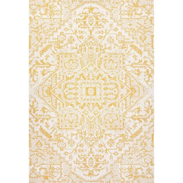 JONATHAN Y Estrella Bohemian Medallion Textured Weave Indoor/outdoor Area Rug - Cream/yellow