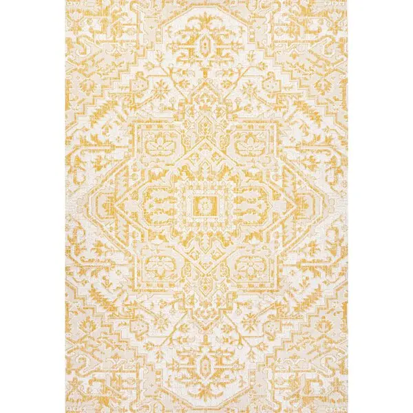JONATHAN Y Estrella Bohemian Medallion Textured Weave Indoor/outdoor Area Rug - Cream/yellow