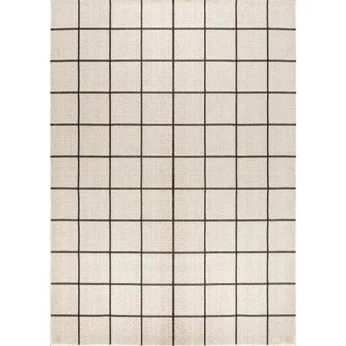 JONATHAN Y Grid Modern Squares Indoor/outdoor Area Rug - Cream/black