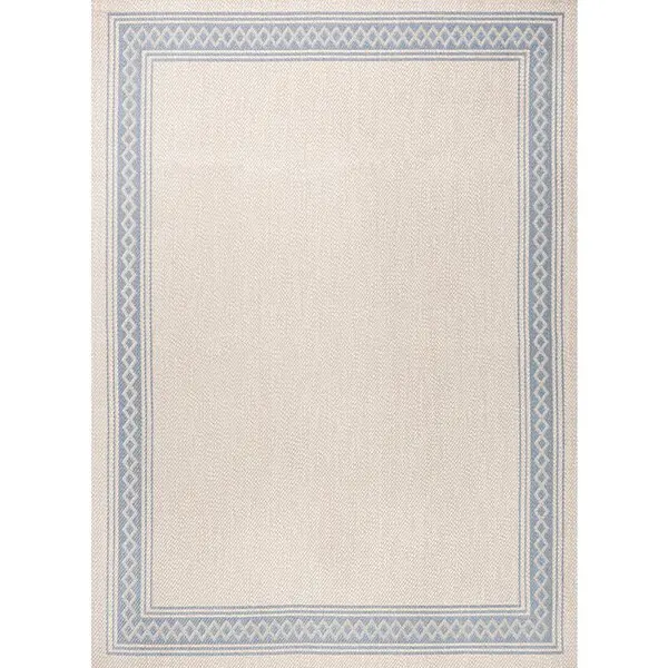 JONATHAN Y Lucia Classic Diamond Border Indoor/outdoor Area Rug - Cream/blue
