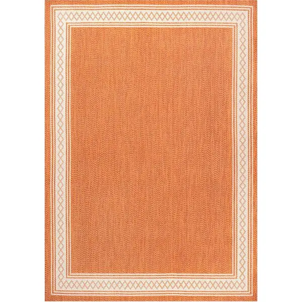 JONATHAN Y Lucia Classic Diamond Border Indoor/outdoor Area Rug - Orange/cream