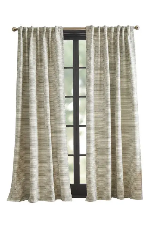 DKNY PURE Stream Set Of 2 Stripe Cotton Curtain Panels - White/ Blue