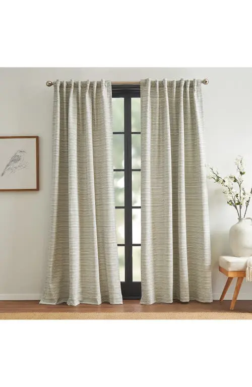 DKNY PURE Stream Set Of 2 Stripe Cotton Curtain Panels