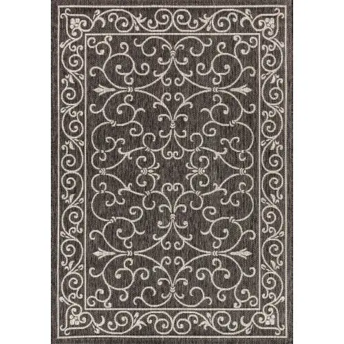 JONATHAN Y Charleston Vintage Filigree Textured Weave Indoor/outdoor Area Rug - Black/gray