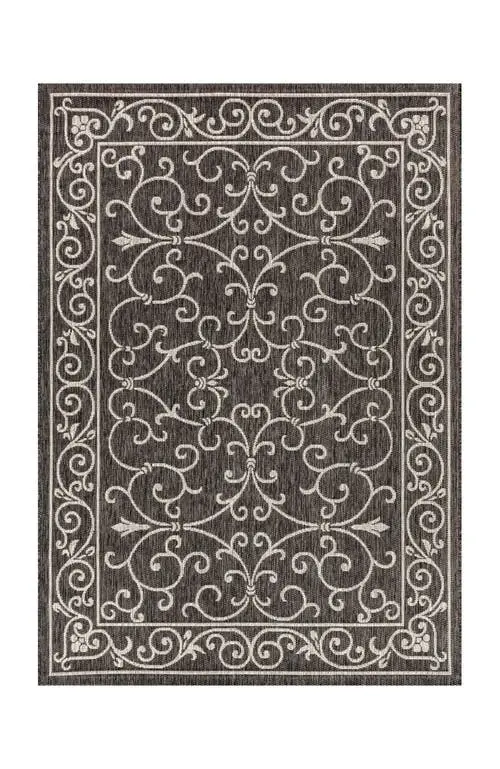 JONATHAN Y Charleston Vintage Filigree Textured Weave Indoor/outdoor Area Rug - Black/gray