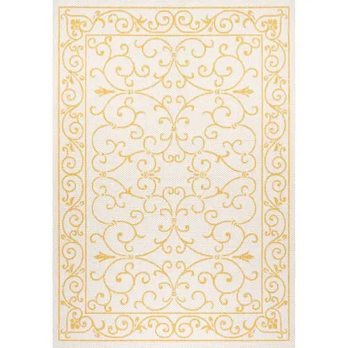 JONATHAN Y Charleston Vintage Filigree Textured Weave Indoor/outdoor Area Rug - Cream/yellow