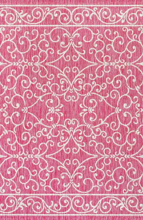 JONATHAN Y Charleston Vintage Filigree Textured Weave Indoor/outdoor Area Rug - Fuchsia/light Gray