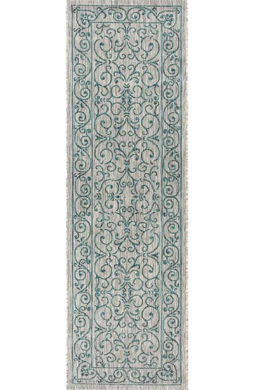 JONATHAN Y Charleston Vintage Filigree Textured Weave Indoor/outdoor Area Rug - Gray/teal