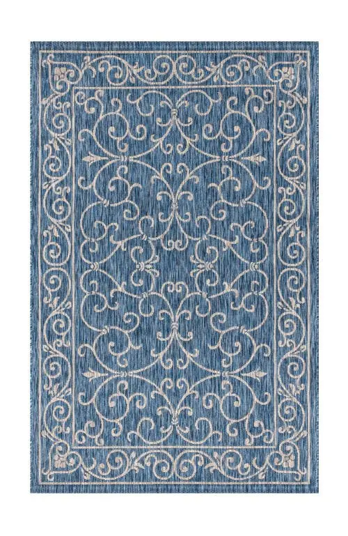 JONATHAN Y Charleston Vintage Filigree Textured Weave Indoor/outdoor Area Rug - Navy/gray
