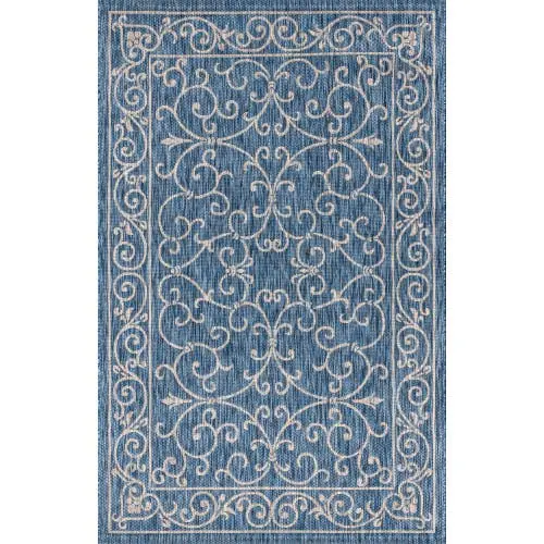 JONATHAN Y Charleston Vintage Filigree Textured Weave Indoor/outdoor Area Rug - Navy/gray