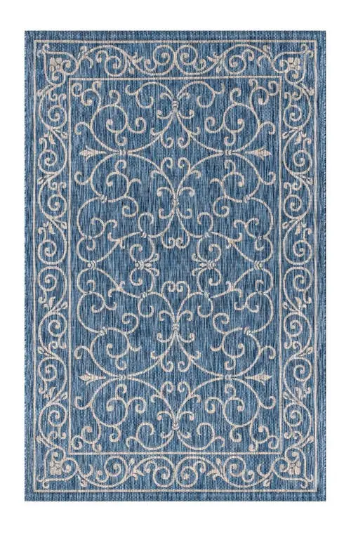 JONATHAN Y Charleston Vintage Filigree Textured Weave Indoor/outdoor Area Rug - Navy/gray