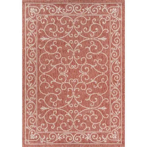 JONATHAN Y Charleston Vintage Filigree Textured Weave Indoor/outdoor Area Rug - Red/beige