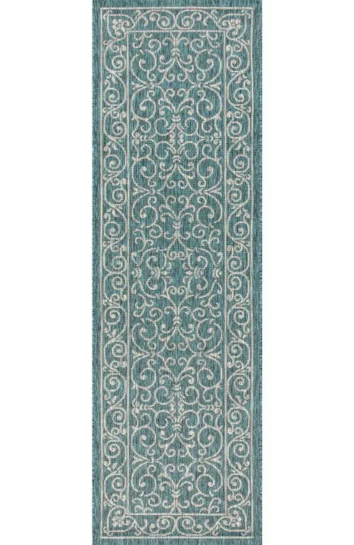 JONATHAN Y Charleston Vintage Filigree Textured Weave Indoor/outdoor Area Rug - Teal/gray