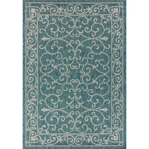 JONATHAN Y Charleston Vintage Filigree Textured Weave Indoor/outdoor Area Rug - Teal/gray