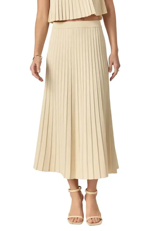 English Factory Pleated Knit Midi Skirt - Ivory