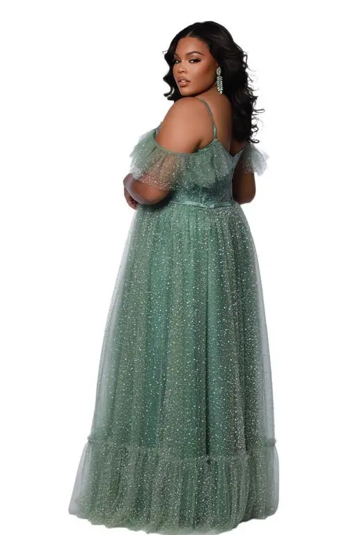 SYDNEY'S CLOSET V-neck A-line Gown - Sage