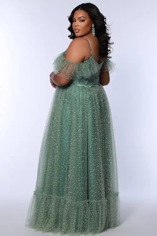 SYDNEY'S CLOSET V-neck A-line Gown - Sage