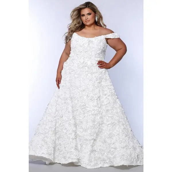 SYDNEY'S CLOSET Off-the-shoulder A-line Gown - Ivory
