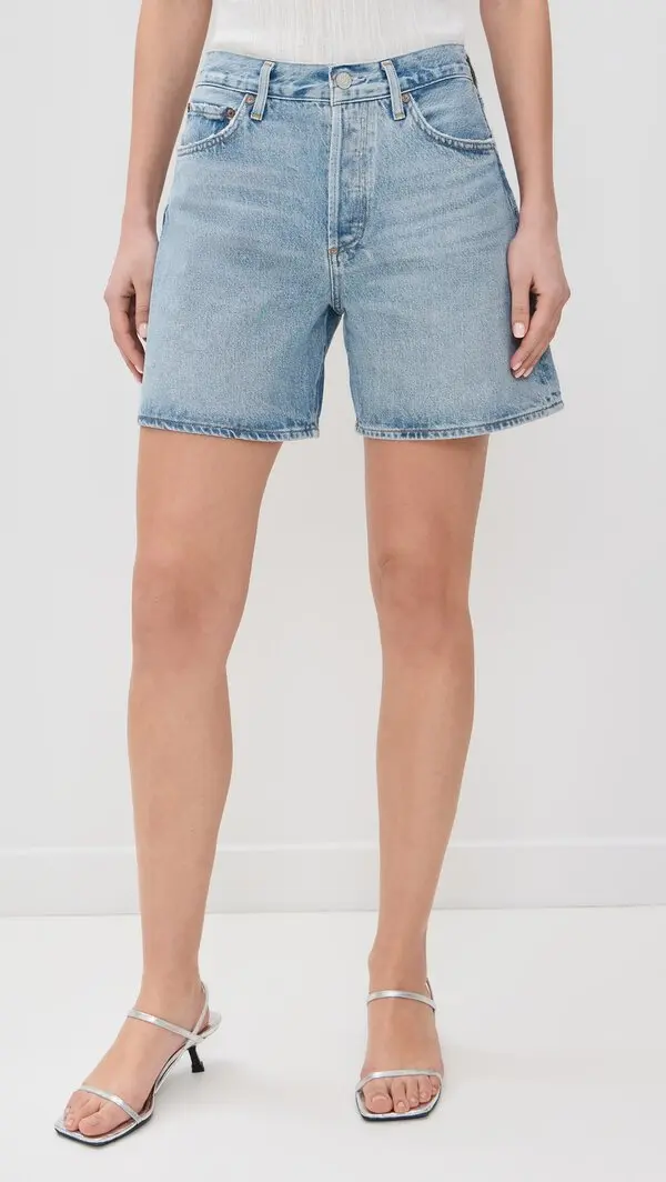 AGOLDE Dame High Rise Baggy Denim Shorts - Coax
