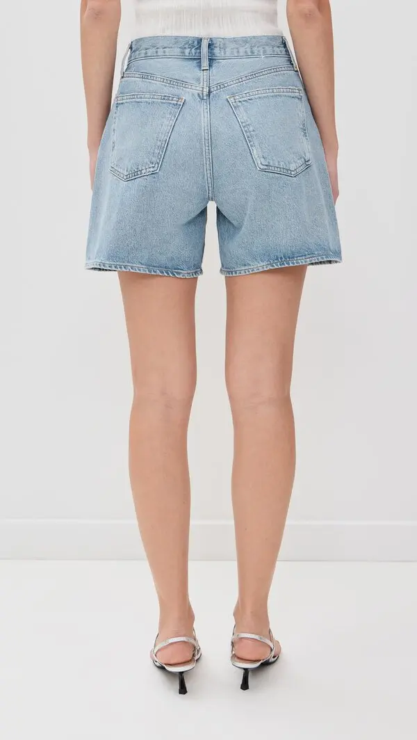 AGOLDE Dame High Rise Baggy Denim Shorts - Coax