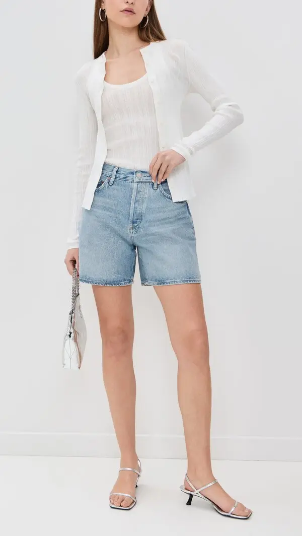 AGOLDE Dame High Rise Baggy Denim Shorts - Coax